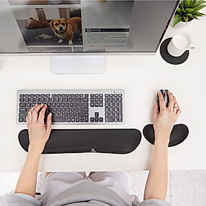 Gimars Upgrade Enlarge Gel Memory Foam Set Keyboard Wrist Rest Pad, Mouse Wrist Cushion Support for Office, Computer, Laptop, Mac, Comfortable, Lightweight for Easy Typing Pain Relief, Black