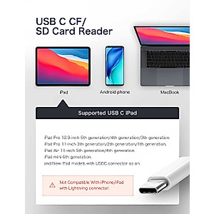 USB C SD Card Reader for iPhone 15/iPad/Mac, ChiaoPio USB C to SD CF, Type C Memory Card Adapter with Compact Flash/CF/SD/MicroSD Slots Compatible with iPad Macbook Pro/Air/Mini Mac Laptop