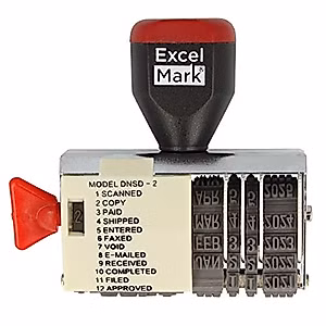 ExcelMark 12 Phrase Dater Rubber Stamp