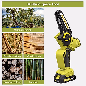 Mini Cordless Chainsaw Kit, SEYVUM Upgraded 6 Inch 2.9Lb One-Hand Handheld Electric Compact Portable Chainsaw, 20V 2.0Ah Rechargeable Battery Powered, for Tree Trimming and Branch Pruning Wood Cutting
