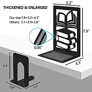 Metal Bookends-Bookend Decorative Heavy Book Ends for Shelves ,Black Book Supports Non-Skid Pineapple Bookshelf Holder for Office Home School Kitchen（Book）
