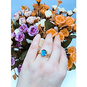 lwzsyap Adjustable Mood Ring，Emotional fox ring,Cute Creative Gold plated crystal gemstone color changing ring，Temperature-Control Finger Ring,Animal fox tail open ring, Gift for Kids Child Women Girls