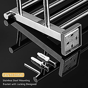 USHOWER Polished Chrome Towel Rack Set, Included 24-Inch Wide Bathroom Hotel Towel Shelf, 4 Piece