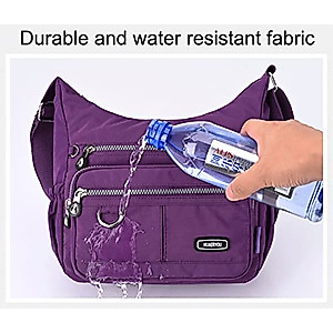JiaYou Women Nylon Croosbody Bag Casual Hobo Bag fit for Shooping Travel(Purple,6 Liters)