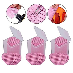 3Boxes/ 600Pcs Lint Free Nail Wipes Heart Shape Nail Art Gel Polish Remover Cotton Pad Nail Wipe Eyelash Extension Glue Wipes Removal Tool for Nail Salon and Eyelash Extension Supplies, Pink