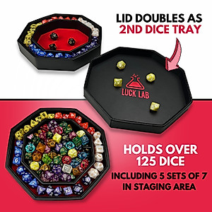Luck Lab 8 Inch Dice Tray with Lid and Dice Staging Area for Table Top Gaming - Red Tribal Skull Design