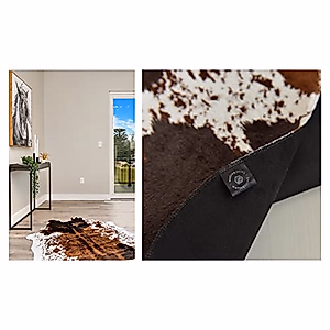 NativeSkins Faux Cowhide Rug (4.6ft x 6.6ft) - Cow Print Area Rug with Faux Suede No-Slip Backing (Brown)