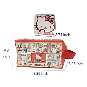 Kitty Travel Cosmetic Bag, Large Capacity Cartoon Cosmetic Pouch Makeup Bag with Zipper, PU Travel Toiletry Bag Makeup Accessories Organizer, Foldable Storage Bags Makeup Pouch for Women Girls