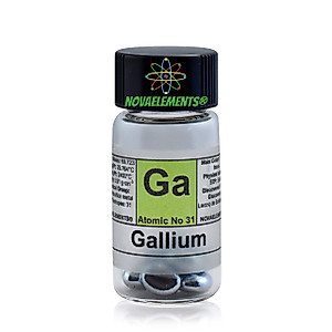Gallium Metal Element 31 Sample 99.995% Pure 5 Grams Shiny pellets in Labeled Glass Vial