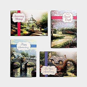 DaySpring - Happy Anniversary - Thomas Kinkade - Painter of Light - 4 Design Assortment with Scripture - 12 Boxed Cards & Envelopes (J1035)