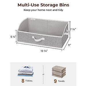 StorageWorks Closet Storage Bins, Trapezoid Organizer Box for Shelves, Fabric Clothes Bin, Foldable Organizing Baskets with Handles, Jumbo, Gray, 3-Pack