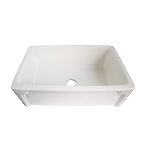 ALFI brand AB3018DECO White 30-Inch Single Bowl Thick Fireclay Farmhouse Kitchen Sink with Decorative Apron, White