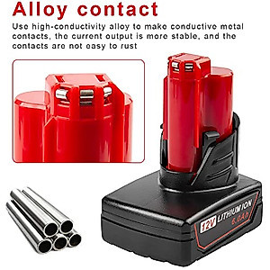 (Upgraded) 6.0Ah 12V Extend Cordless Lithium Battery for Milwaukee All M12 Power Tools, 48-11-2460 48-11-2401 48-11-2402 48-59-1812 48-11-2411 48-11-2420 48-59-2401 48-59-1812 2510-20 (2-Pack)
