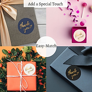 Mobiusea Party Thank You Stickers Roll | Simple and Sincere | 2 inch | Waterproof | 300 Labels for Small Business, Packaging, Mailer Seal Stickers | 4 Classic Colors with Gold Foil Design