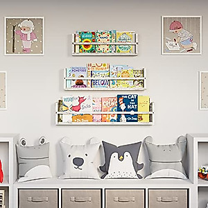 brightmaison Polynez 36"-30"-24" Kids Bookshelf for Wall, Nursery Books Shelves Wall, Kitchen Shelves, Floating Shelves for Wall Decor, Burnt White, Set of 3