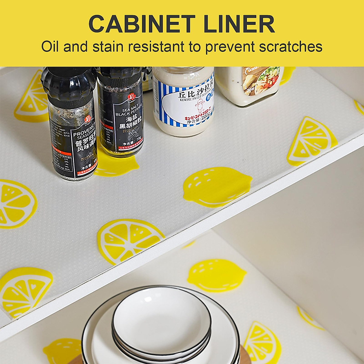 Cooyes Shelf Liner for Kitchen Cabinets, Non Adhesive Drawer Liner, Washable Non Slip Cabinet Liner, for Kitchen Cabinet, Drawer, Shelves, Refrigerator Liners (17.7 x 79 Inch)