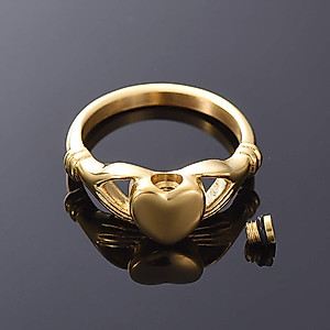 XSMZB Cremation Ring for Ashes Stainless Steel Heart Finger Ring Keepsake Urn Rings Memorial Jewelry Hold Loved Ones Ashes (Customize, 9)