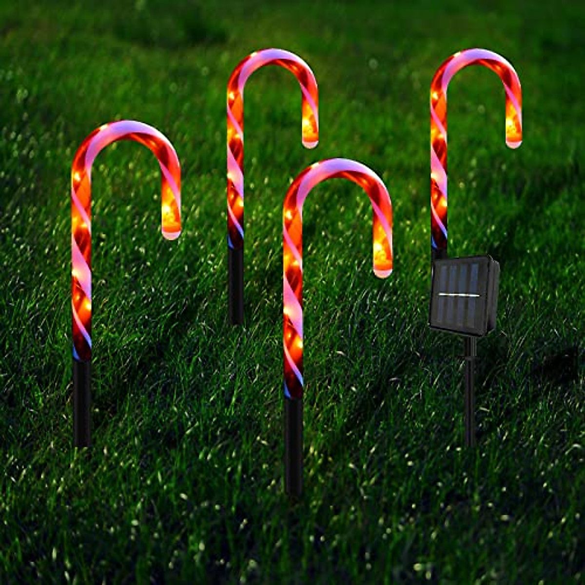 Christmas Candy Cane Lights,Solar Christmas Light， Christmas Candy Cane Garden Lights，Christmas Yard Decorations， Christmas Decorations for Home New Year Ornaments， 1pcs