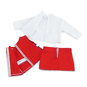 Emily Rose 18 Inch Doll Clothes & Accessories | 7 PC USA 18" Doll Cheer Cheerleader Sports Outfit Toy Gift Set Girls, Including 18-in Doll Shoes and Pom-Poms Accessory! | Fits most 18" Dolls