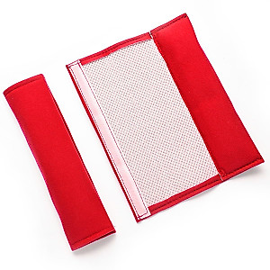 BESULEN Auto Seat Belt Cover, 2 Pack Car Safety Seatbelt Shoulder Pad for More Comfortable Driving, Universal Soft Harness Pad for Backpack Handbag Camera Straps, Compatible with All Cars (Red)