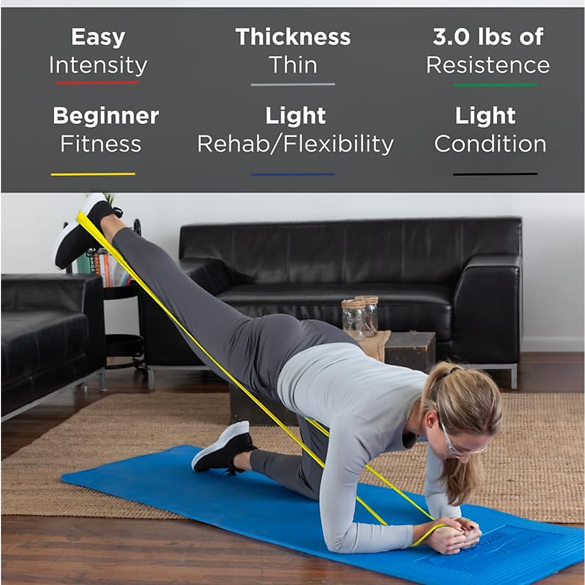 THERABAND Resistance Bands, 6 Yard Roll Professional Latex Elastic Band For Upper Body, Lower Body, & Core Exercise, Physical Therapy, Pilates, Home Workouts, & Rehab, Yellow, Thin, Beginner Level 2