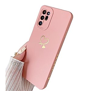 Sunswim Compatible with Galaxy Note 20 Ultra Case Cute Plated Love Heart Full Camera Lens Protection Shockproof Bumper TPU Protective Cover Phone Cases for Samsung Galaxy Note 20 Ultra 5G 6.9"-Pink