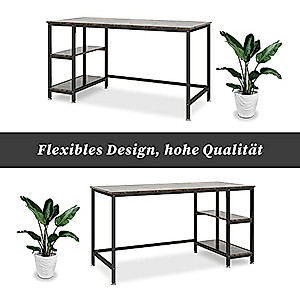 YOLEO Home Office Desk with 2 Storage Shelves on Left or Right 47.2 Inch Industrial Style Computer Desk Compact Home Office Workstation Rustic Brown