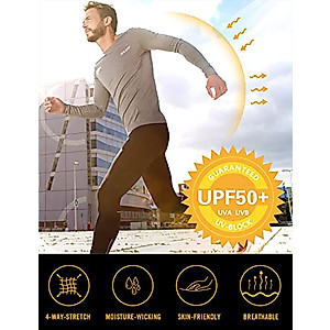 BALEAF Men's Long Sleeve Swim Shirts Rash Guard UV Sun Protection SPF T-Shirts UPF 50+ Quick Dry Swimming Fishing Ocean Blue Size M