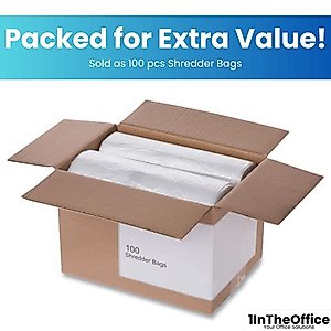 1InTheOffice Shredder Bags 15.8 Gallon, Paper Shredder Waste Bags 15.8 Gal, 100/Box