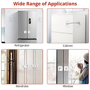 GETLITOOL 2PCS Refrigerator Lock for Children, Kids Safety Fridge Lock with 4 Keys, Zinc Alloy Fridge Locks for Adults Fridge Cable Restrictor Lock for Refrigerator, Cabinets, Drawers