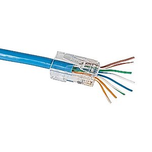 Klein Tools VDV826-703 Pass-Thru Modular Data Plug, RJ45 CAT6, Gold Plated, Pass Through Connectors 50-Pack