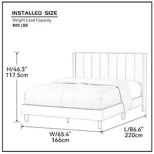 Queen Size Velvet Upholstered Platform Bed Frame with Vertical Channel Tufted Headboard, Soft Velvet Platform Bed with Solid Wood Slat Support for Bedroom Boys Girls Adults Teens, Noise Free, Black