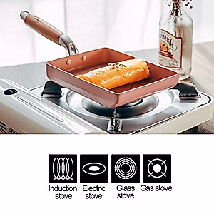 ROCKURWOK Japanese Omelette Pan Nonstick Tamagoyaki Egg Pan, Rectangle Tamago Pan Small Frying Pan, 7” x 5”, Pink