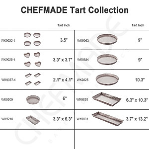 CHEFMADE 9.5-Inch Round Tart Pan with Removable Loose Bottom, Non-Stick Carbon Steel Quiche Pan for Oven Baking (Champagne Gold)