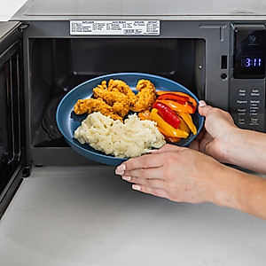 Grow Forward Premium Wheat Straw Plates - 10 Inch Reusable Hard Plastic Dinner Plates Set of 8 - Unbreakable Microwave Safe Plates for Dessert, Camping, RV, Outdoors, Patio, Kitchen Dishes - Seascape