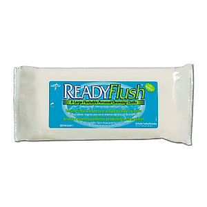 Medline MSC263811 Readyflush Biodegradable Flushable Wipes, Pack of 576, 9 ft. x 13 Inch,Dimethicone