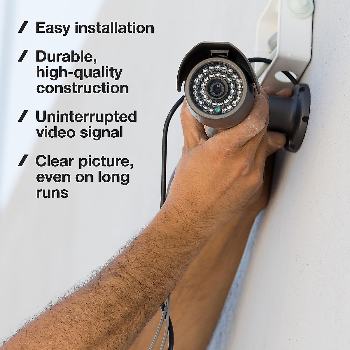 RG59 Siamese Cable 300ft - Coaxial CCTV Video & Power Cable - Combo Coax 20AWG Security Camera Wire - Direct Burial - Outdoor & Indoor RG59 Cable