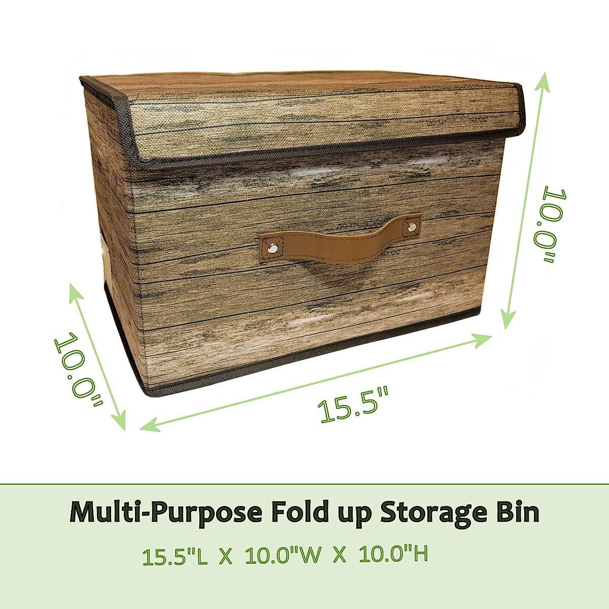 KaleaBoutique KB Foldable Storage Bins with Lids Fabric Collapsible Stacking Boxes, Closet Organizers Storage, Laundry Room Bins, Office Home Storage Bins (Set of 5 Bins, Reclaimed Wood)