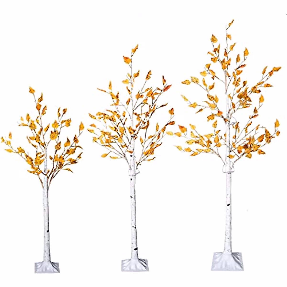 Recaceik Light Fall Maple Trees with 360 LEDs, Set of 3 Artificial Pre-Lit LED Christmas Tree Maple Leaf 4' 5' 6' for Autumn Fall Decor Halloween Thanksgiving Festival Wedding Party, White