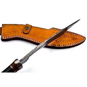 Nooraki - 15-inch | Handmade Damascus Steel Heavy Duty Kukri Knife Sharp Blade, With Leather Sheath | Ideal for Hunting, Bushcraft, Survival, Chopping, Camping, Outdoor Gift for Men Women - KK155