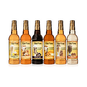 Jordan's Skinny Syrups Sugar Free Coffee Syrup, Vanilla, Salted Caramel, Hazelnut, Mocha, Butter Toffee, and Caramel Syrups, Zero Calorie Flavoring, 25.4 Fl Oz (Pack of 6), Sampler Variety Pack