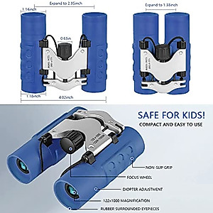 OuYteu Binoculars 122x1000 Compact with Clear Low Light Vision, Large Eyepiece Waterproof Binocular for Adults Kids, High Power Easy Focus Bird Watching, Hunting, Travel, Sightseeing, Blue