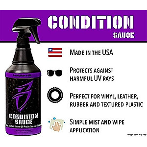 Bling Sauce Threesome Bundle, Hot Sauce Premium Hard Water Spot Remover, Condition Sauce Premium Interior Moisturizer, Vinyl Sauce Premium Vinyl and Leather Cleaner - Three 32 oz. Bottles