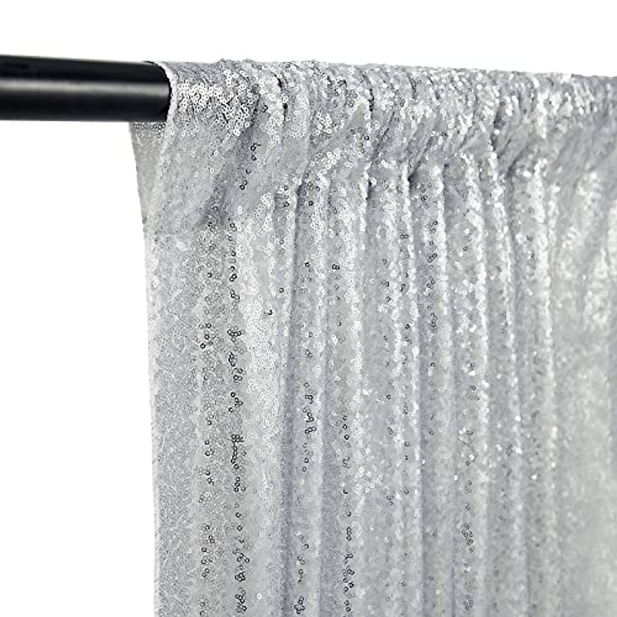2 Pieces 2FTx8FT Silver Sequin Curtain Wedding Party Backdrop Photography Background Christmas Sequin Panels