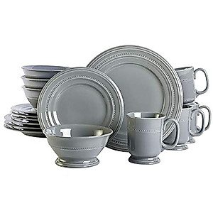 Gibson Elite Barberware 16 Piece Dinnerware Set, Gray