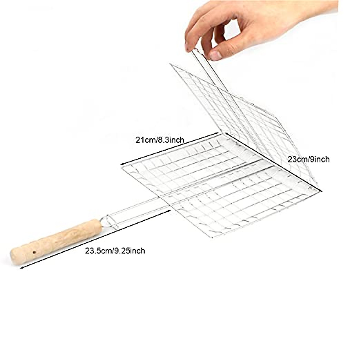 Odowalker Barbeque Basket, Portable BBQ Grilling Basket with Long Handle, Grilling Basket Stainless Steel for Fish Vegetables Steak Shrimp Chops Outdoor Grill Tool