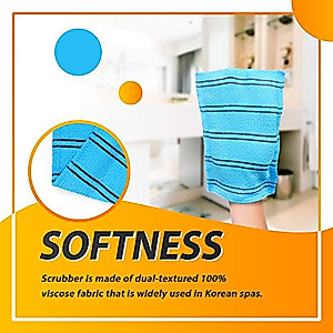 Korean Asian Exfoliating Cloth Mitt - Large Viscos Italy Bath Towel, Body Scrubbing Scrub Washcloth, 5 pcs