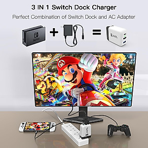 Mirabox 65W Portable Dock Charger for Nintendo Switch, Compatible with Switch OLED/Steam Deck/ROG Ally/Samsung Dex/iPad/MacBook, 4K 60Hz USB C TV Docking Station, Support Charging and HDMI Output