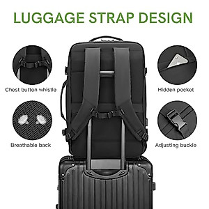 VGOAL Carry on Backpack,40L Expandable Travel Backpacks Weekender Overnight Luggage Bag Extra Large Backpack Fit up to 17.3" Laptop (Black(flight Approved), 45L Expandable With 3 CUBES)