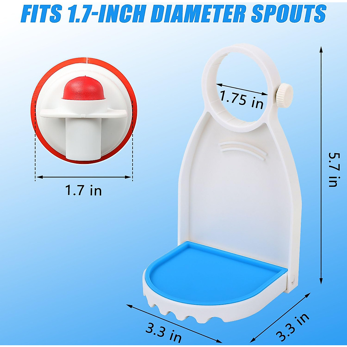 HINSOCHA Laundry Detergent Cup Holder & Drip Tray (2-Pack), No-Mess Drip Catcher with Fixed Screw and Removable Silicone Mat, Blue